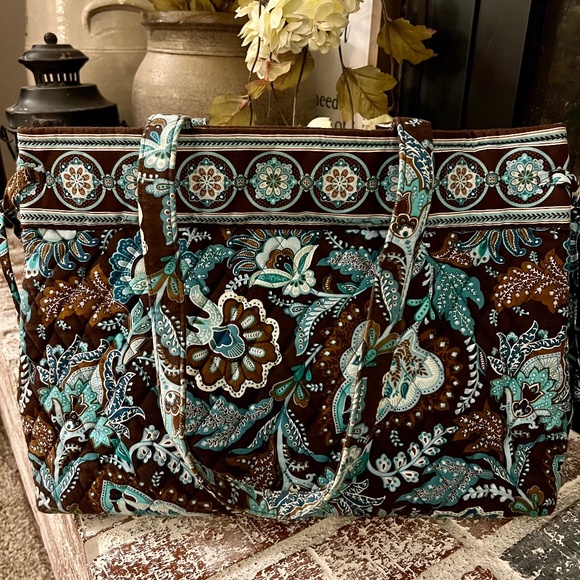 Vera Bradley | Bags | Vera Bradley Java Blue Paisley Tote Shopper ...